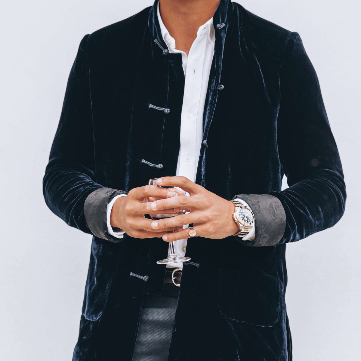 Mandarin Navy Velvet Dinner Jacket – ATLAS THE BRAND